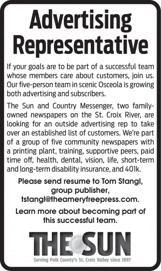 Advertising Representative, The Sun