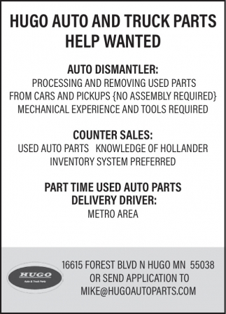 Auto Dismantler, Hugo Auto and Truck Parts, Hugo, MN